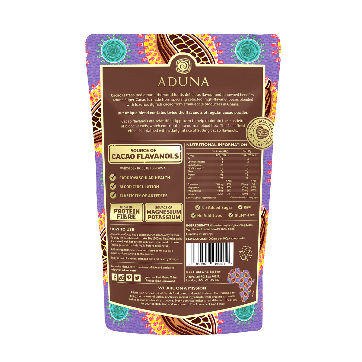 Aduna Super-Cacao Premium Blend Cacao Powder, 275gr | Revital