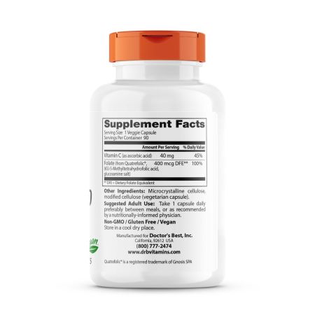 Doctor's Best Fully Active Folate 400 with Quatrefolic 400mcg, 90 ...