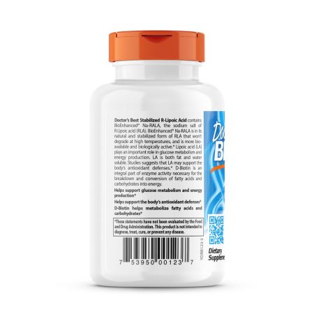 Doctor's Best Stabilized R-Lipoic Acid with BioEnhanced Na-RALA 100mg ...