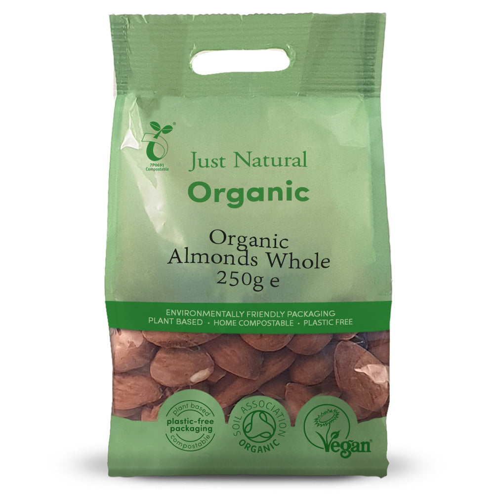 Just Natural Organic Almonds Whole, 250gr | Revital