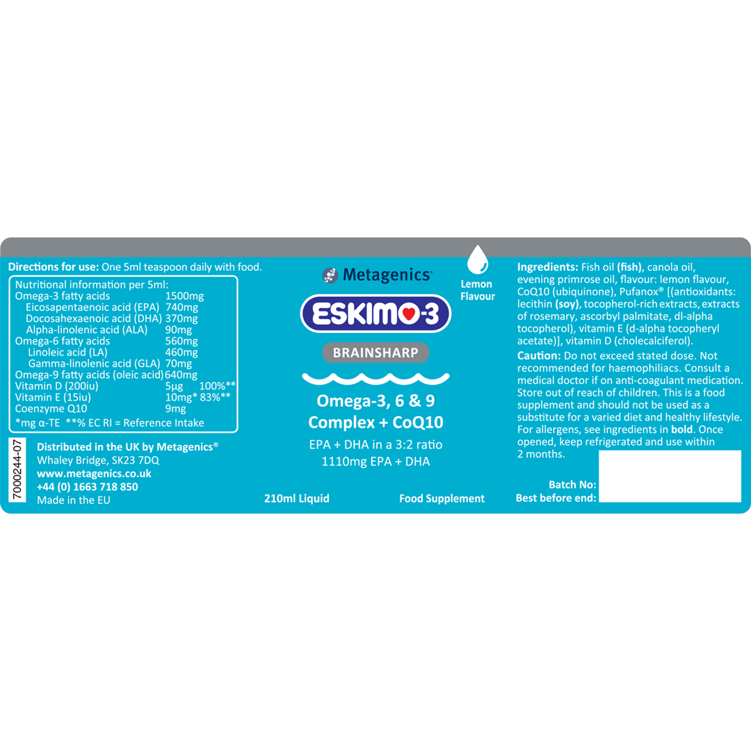 Metagenics Eskimo-3 Brainsharp 210ml | Revital