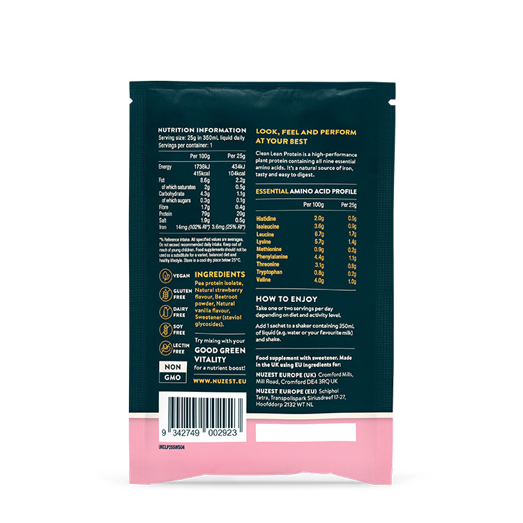 Nuzest Clean Lean Protein Sachets- Wild Strawberry,25gr | Revital