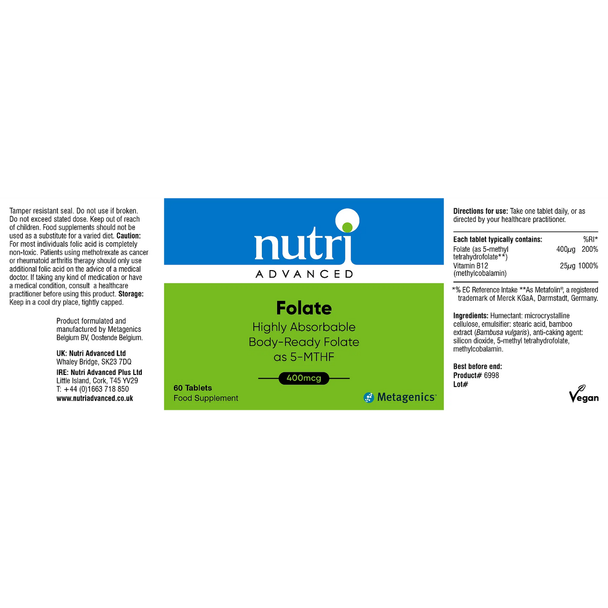 Metagenics Folate 60 Tablets | Revital