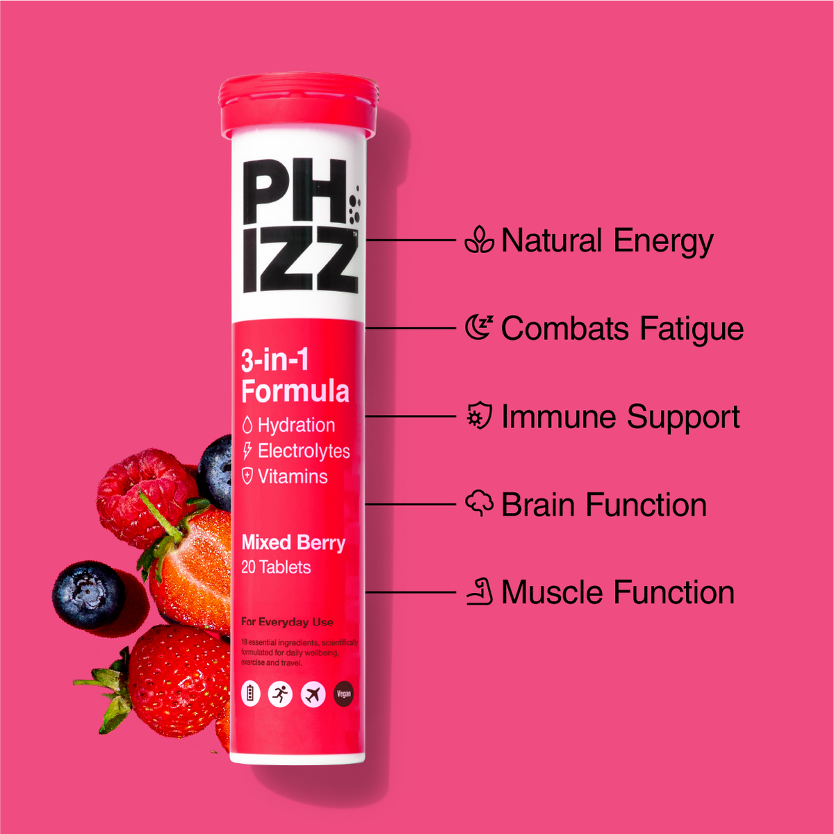 Phizz Mixed Berry 3-in-1 Hydration, Electrolytes and Vitamins ...