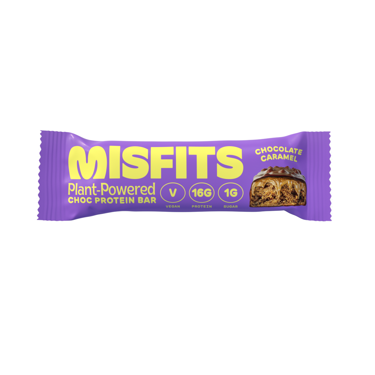 Misfits Health Misfits Vegan Milk Chocolate Caramel Protein Bar, 45gr ...