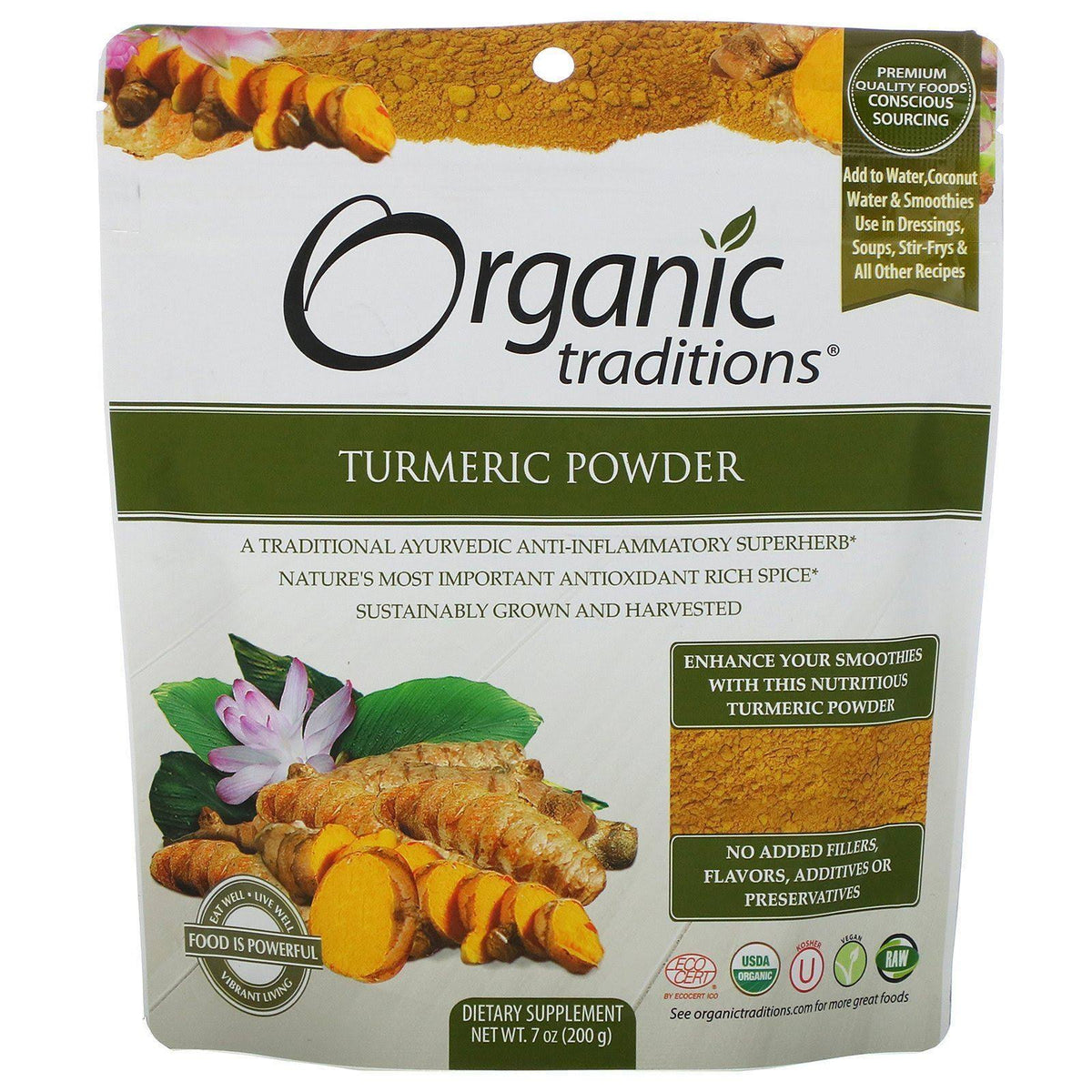 Organic Traditions Organic Turmeric Powder, 200gr | Revital