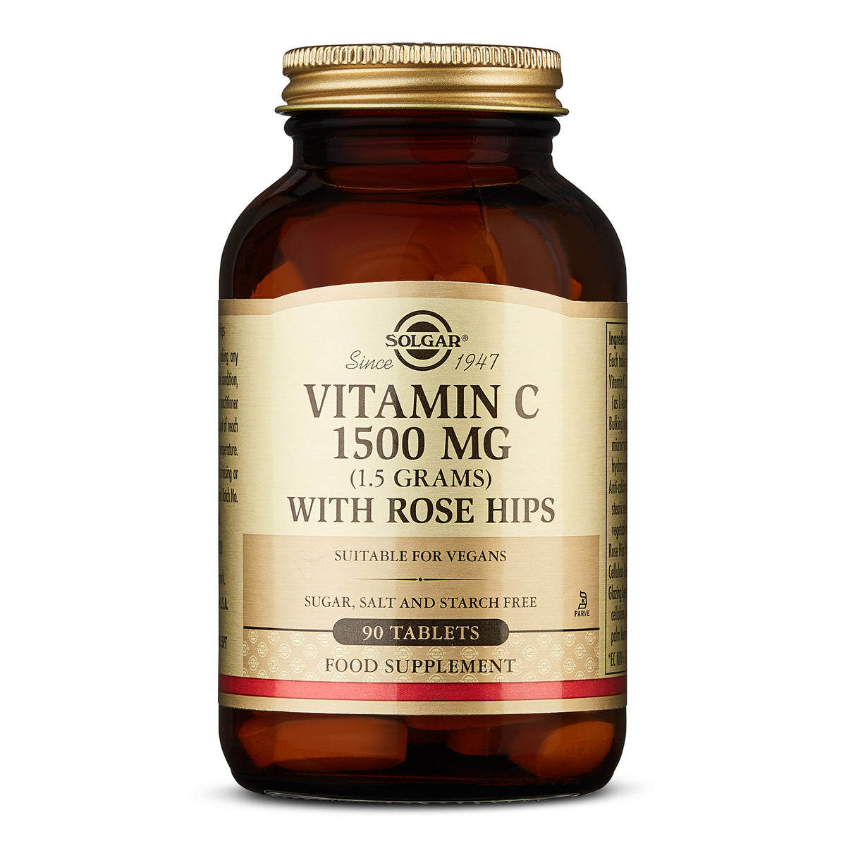 Solgar Vitamin C 1500 mg with Rose Hips, 90 Tablets | Revital