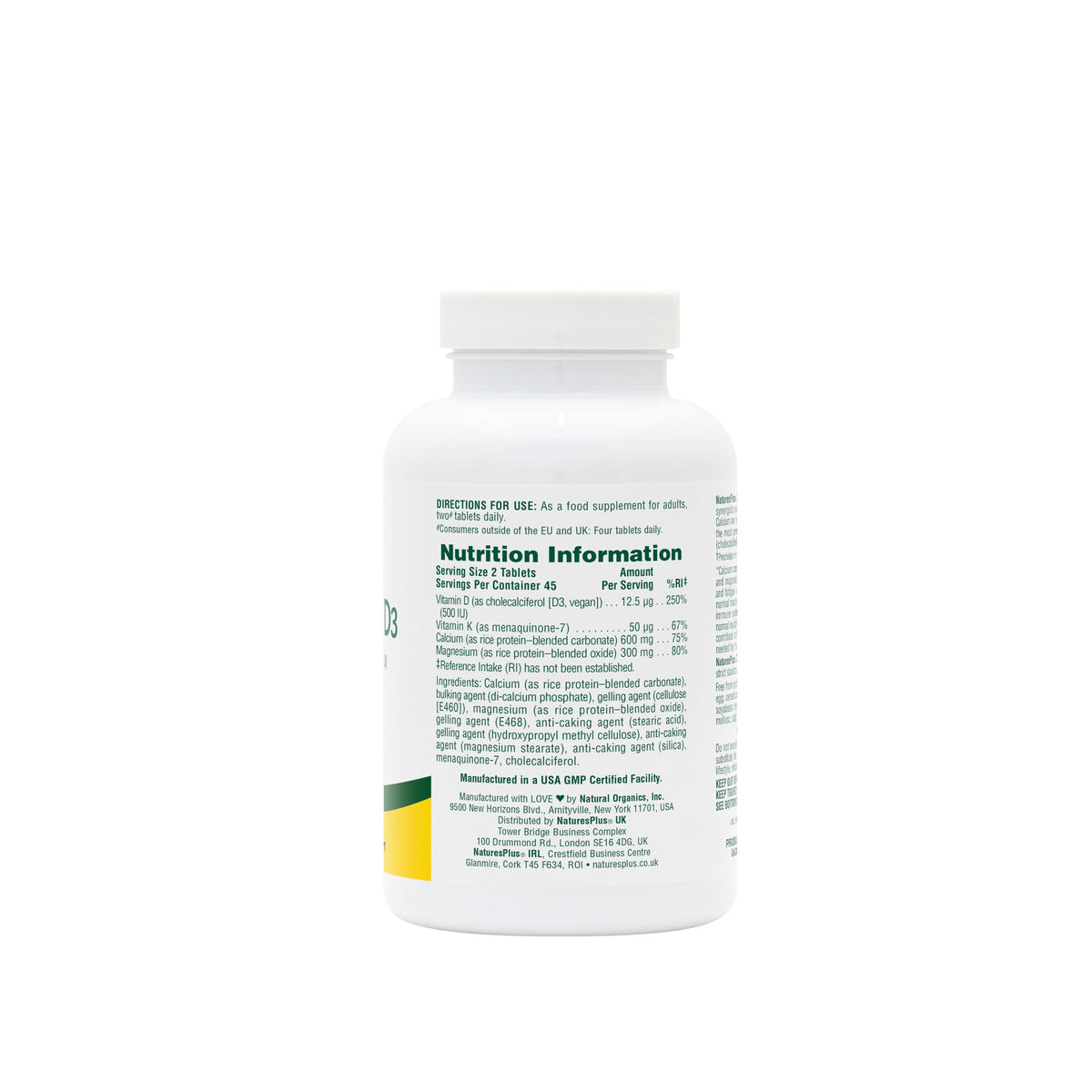 Natures Plus Nature's Plus Cal/Mag/Vit D3 with Vitamin K2, 90 Tablets ...