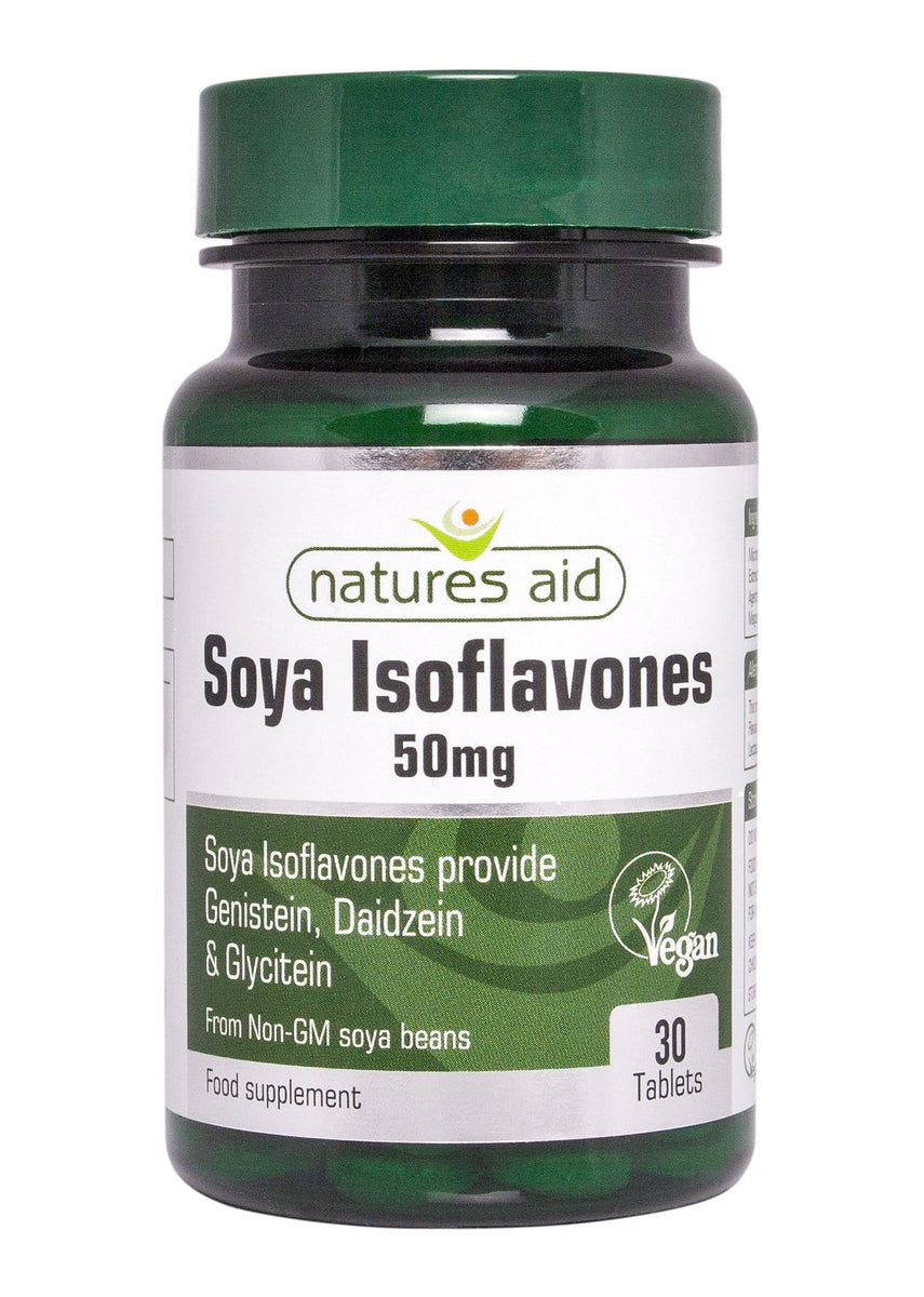 Natures Aid Soya Isoflavones - 50mg Non-GM, 1200mg, 30 Tablets | Revital