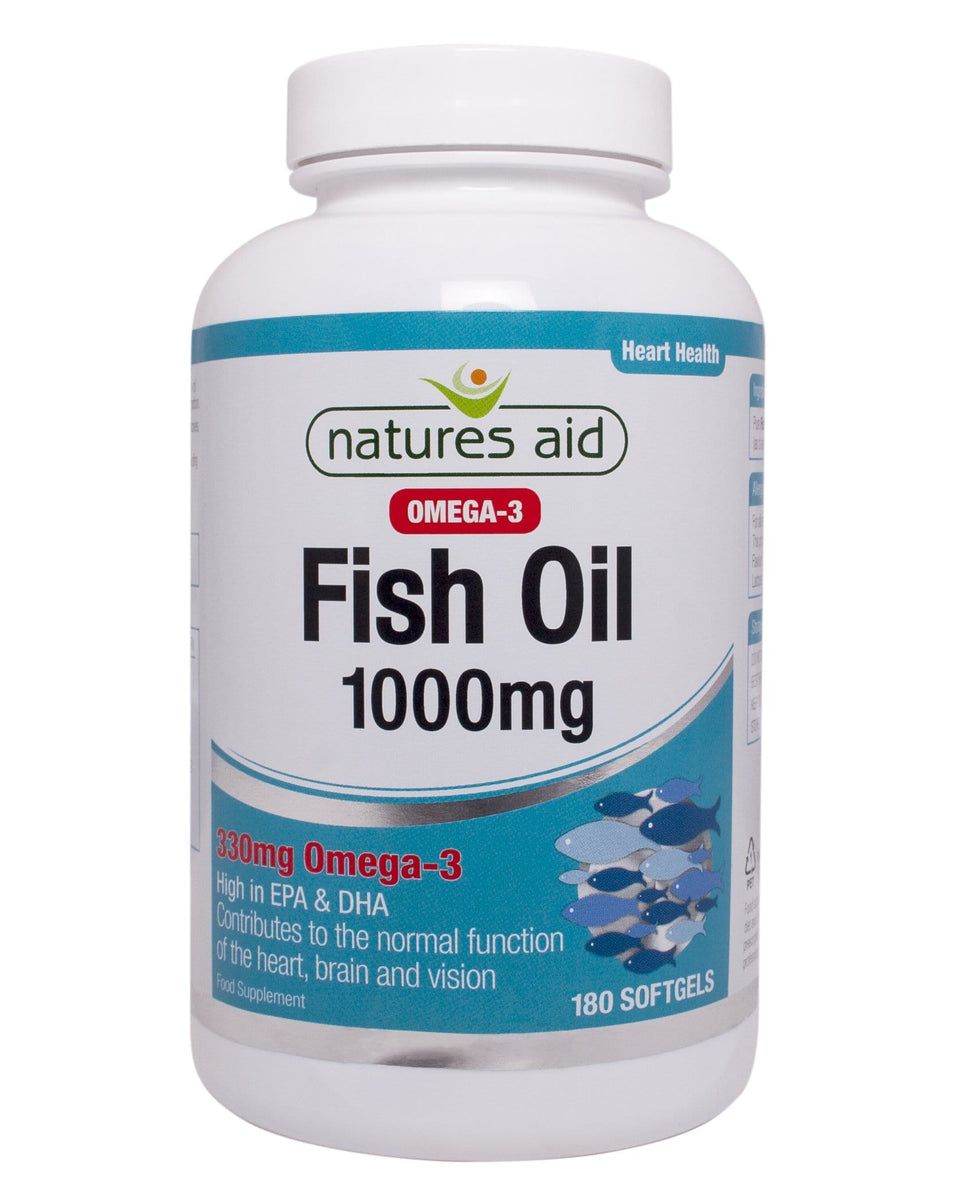 Natures Aid Fish Oil Omega-3, 1000mg, 180 Capsules | Revital