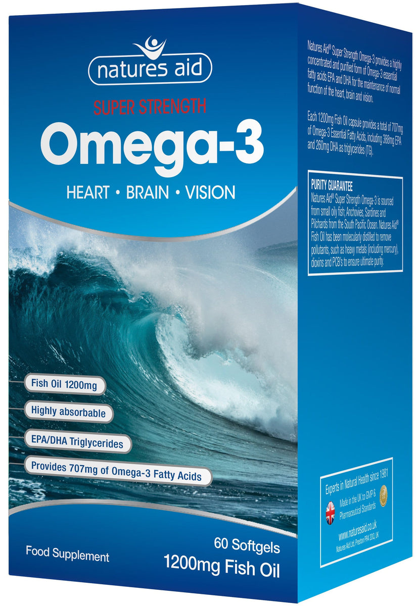 Natures Aid Super Strength Omega 3, 200mg, 60 SoftGels | Revital