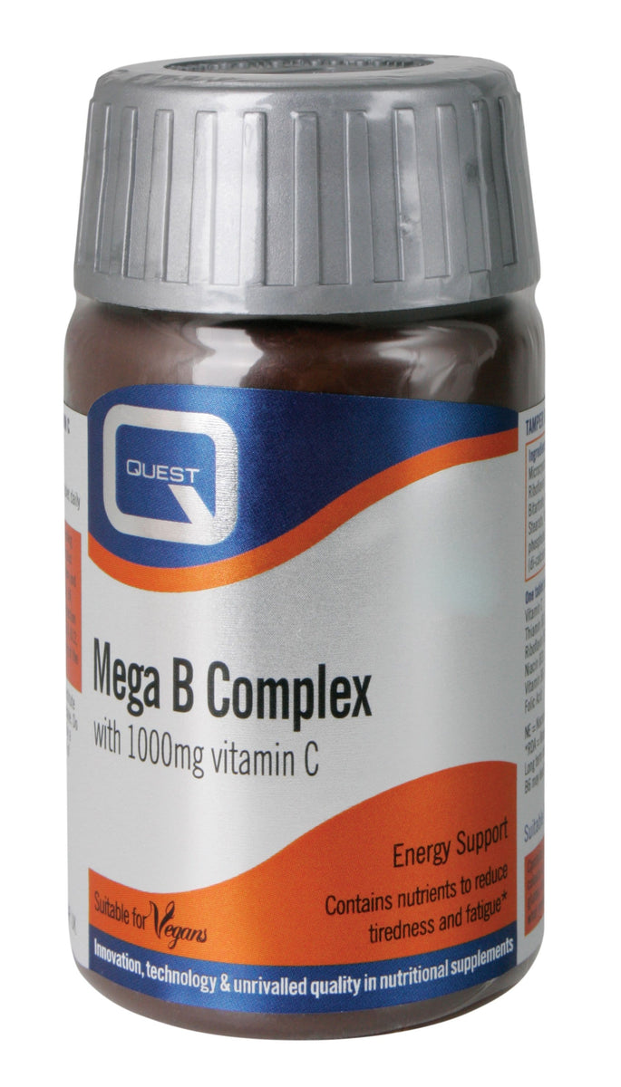 Quest Mega B Complex plus 1000mg Vitamin C, 30 Tablets | Revital